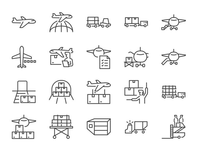 Cargo handling marking symbols in frame set Vector Image