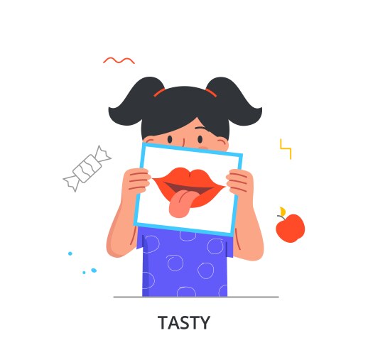 Realistic tongue with basic taste areas tasting Vector Image