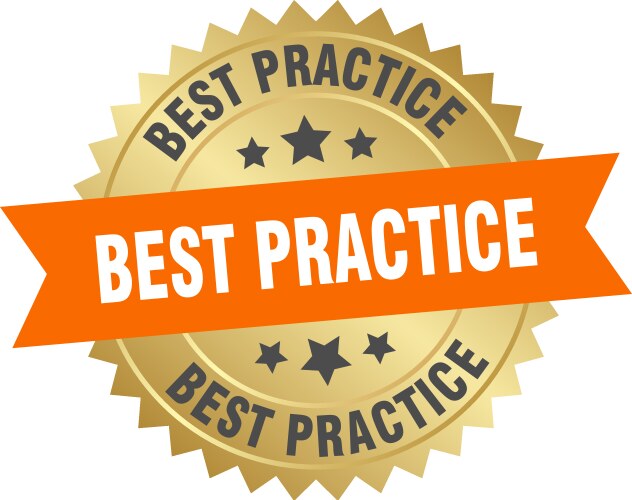 Best practice best practice round red and gold Vector Image