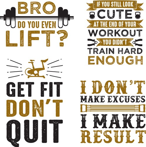 Sport gym fitness run motivational text quote Vector Image