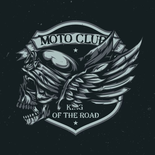 Riders club vintage biker emblem with winged Vector Image