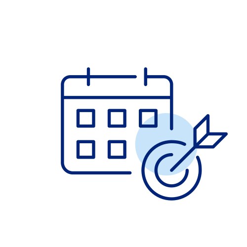 Calendar and arrow hitting target goal setting Vector Image