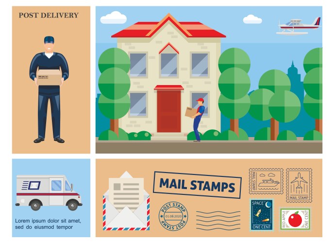 Post boxes and services for people to communicate Vector Image