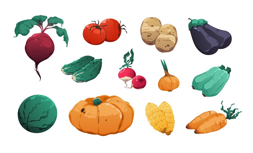 Collection colorful fresh cartoon Royalty Free Vector Image