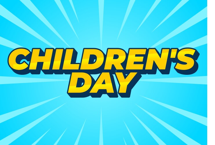 Children day text effect in good colors with 3d Vector Image