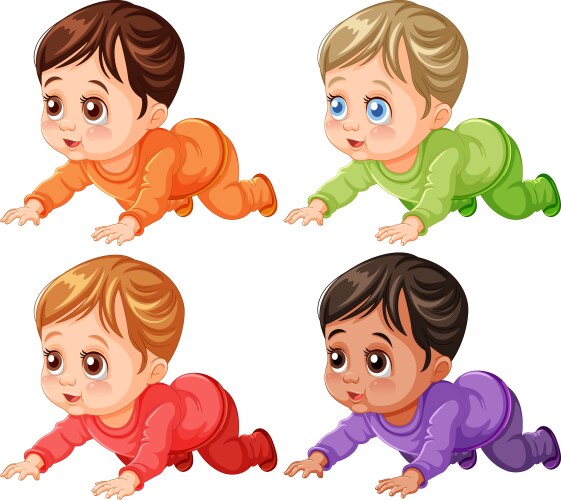 Cute cartoon baby crawling in orange clothing Vector Image