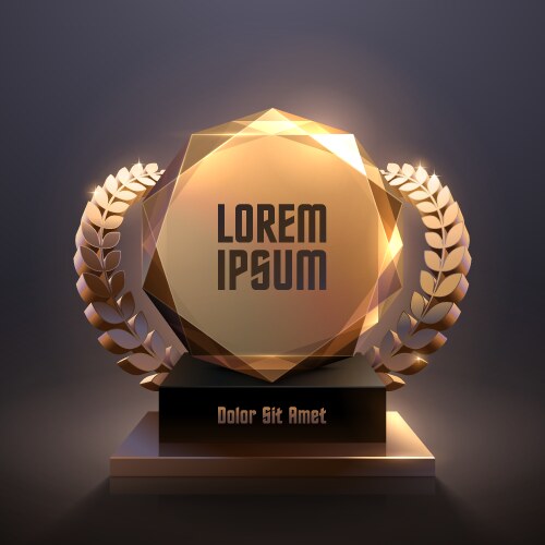 Golden trophy gold cup award realistic Royalty Free Vector