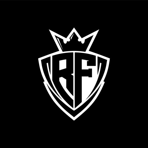 Rf letter logo with sharp triangle shield shape Vector Image