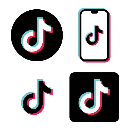 Tik tok flat icon template black color editable Vector Image