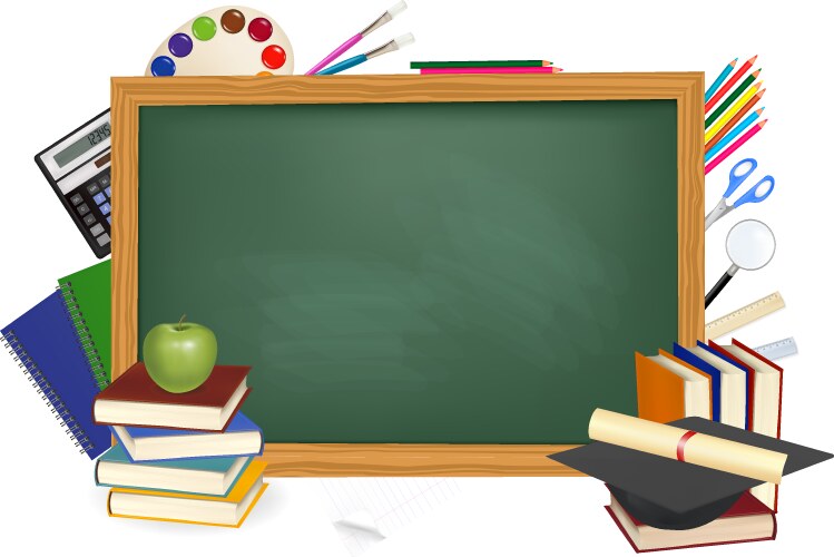 Border design with books and school objects Vector Image