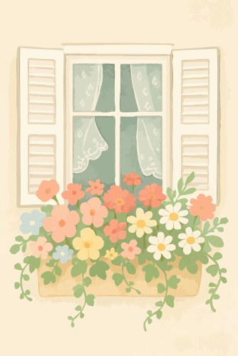 Flower box window print design – Royalty-Free Vector | VectorStock
