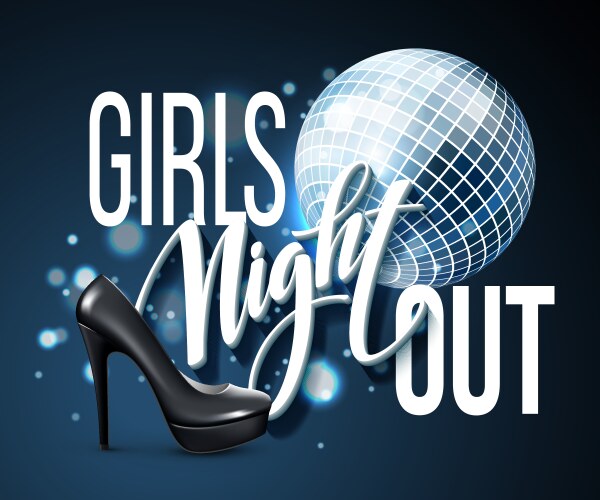 Girls night out neon lettering on brick wall Vector Image