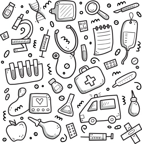 Health care and medicine doodle Royalty Free Vector Image