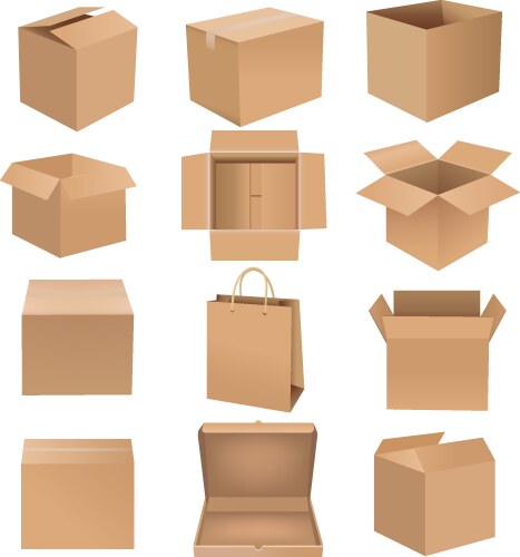 Shipping box big set isolated white background Vector Image