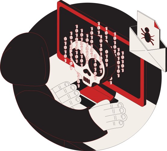 Cyber attack composition Royalty Free Vector Image