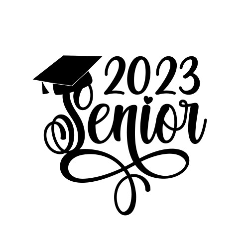 Senior 2024 lettering with graduation cap Vector Image
