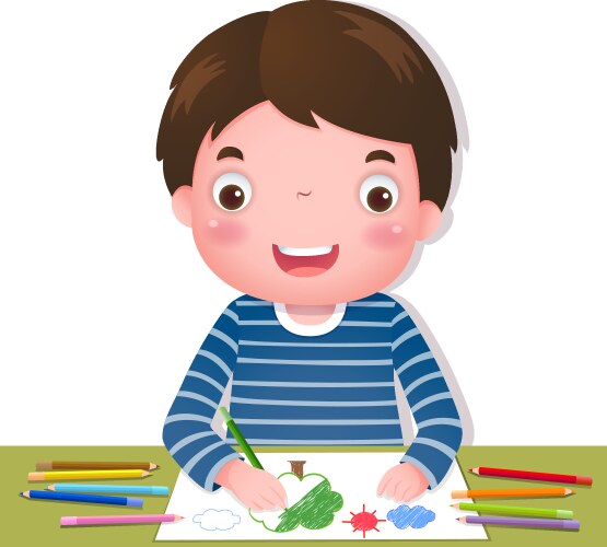Cartoon little boy artist Royalty Free Vector Image