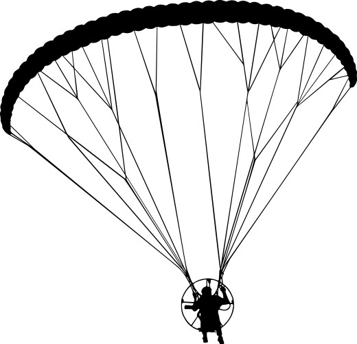 Paraglider with paramotor silhouette Royalty Free Vector