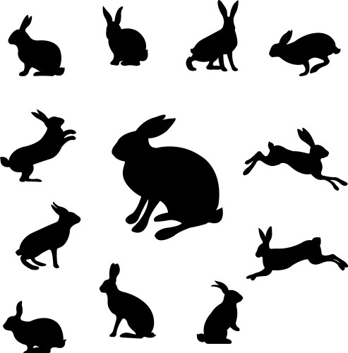 Dancing rabbit silhouette Royalty Free Vector Image