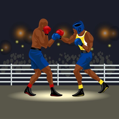 Boxing match in ring Royalty Free Vector Image