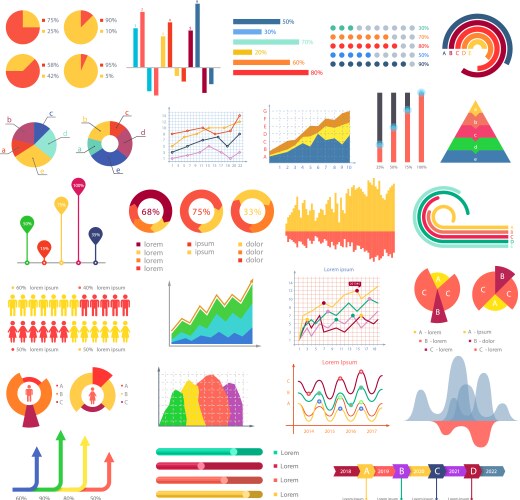 Financial business graphics and diagram set Vector Image