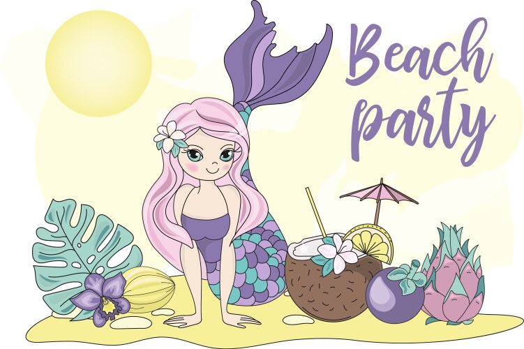 Colorful mermaid fruits Royalty Free Vector Image