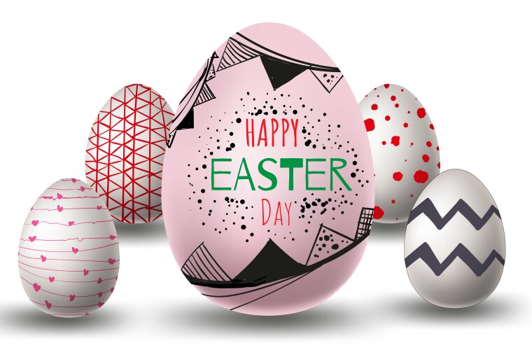 Easter insta color egg banner card Royalty Free Vector Image