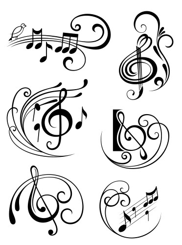 Ornamental music notes Royalty Free Vector Image