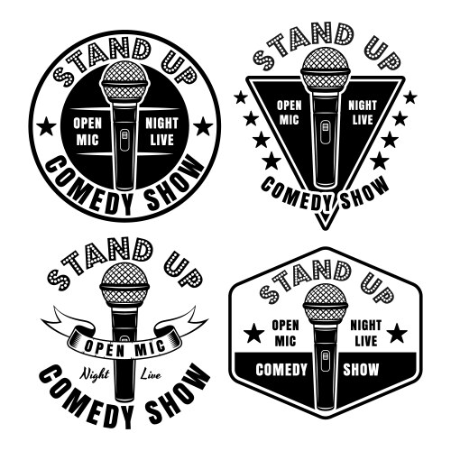 Stand up comedy logo design with funny character Vector Image