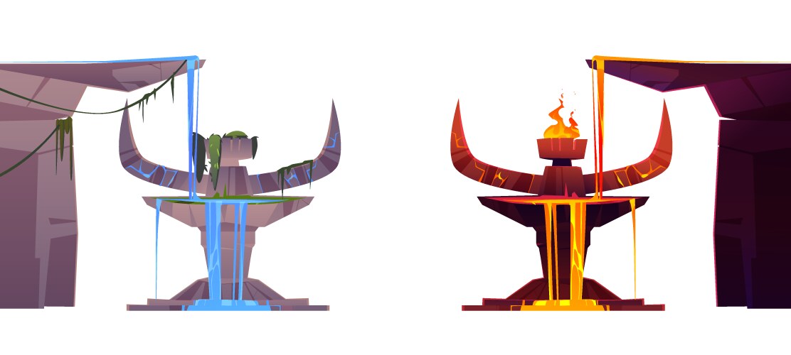 Magic forest with round stone altar at night Vector Image