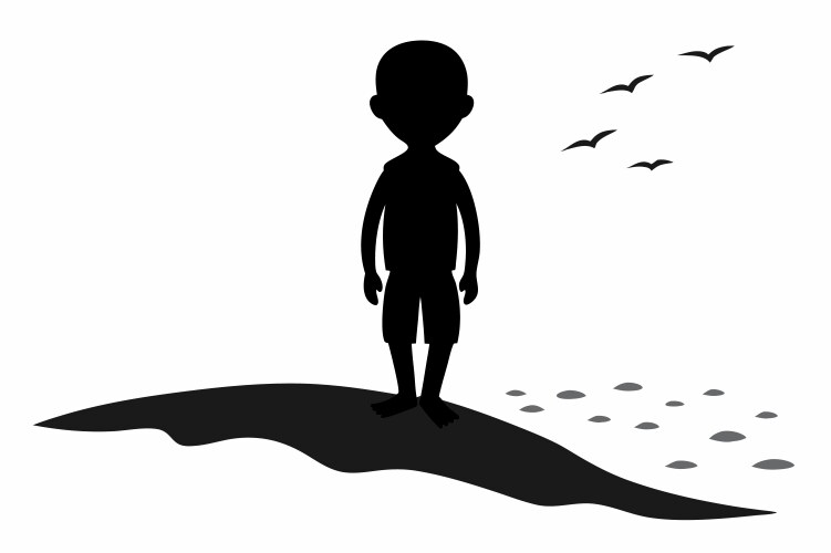 Black silhouette style beach sand d Royalty Free Vector