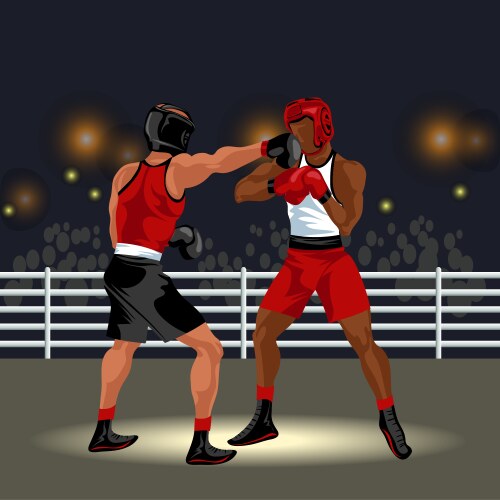 Boxing match in ring Royalty Free Vector Image