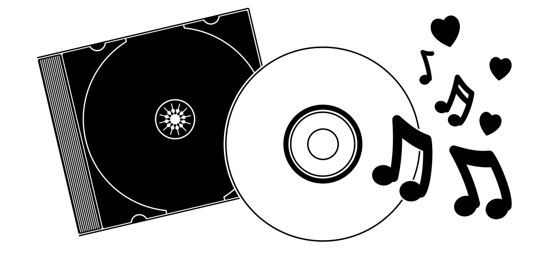 Love heart music cd compact disc or dvd Royalty Free Vector
