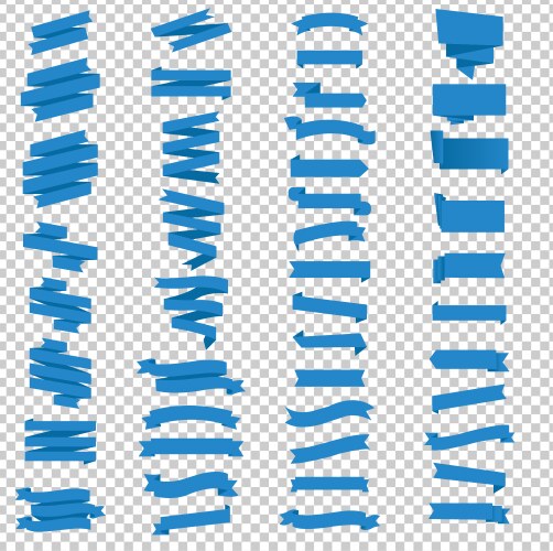 Blue ribbon set isolated transparent background Vector Image