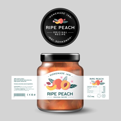 Apricot jam fruit design label Royalty Free Vector Image