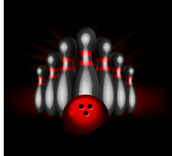 Classic ten pin bowling ball strike Royalty Free Vector