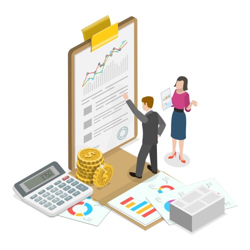 3d isometric flat of accounting Royalty Free Vector Image