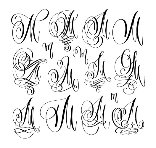 Cursive Font Letter M Vector Images (54)
