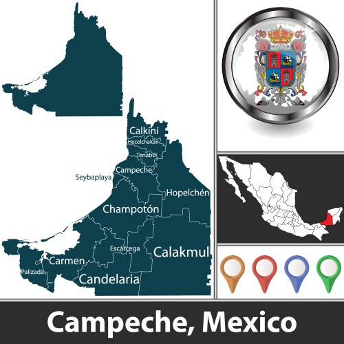 3d map campeche is a state mexico Royalty Free Vector Image