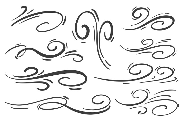 Wind and air motion lines hand drawn cartoon Vector Image