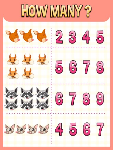 Counting numbers with animals Royalty Free Vector Image