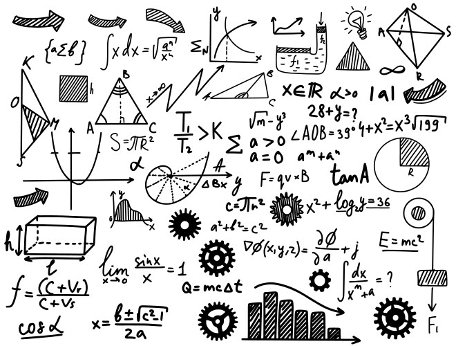 Math chemistry and physical formules on board Vector Image