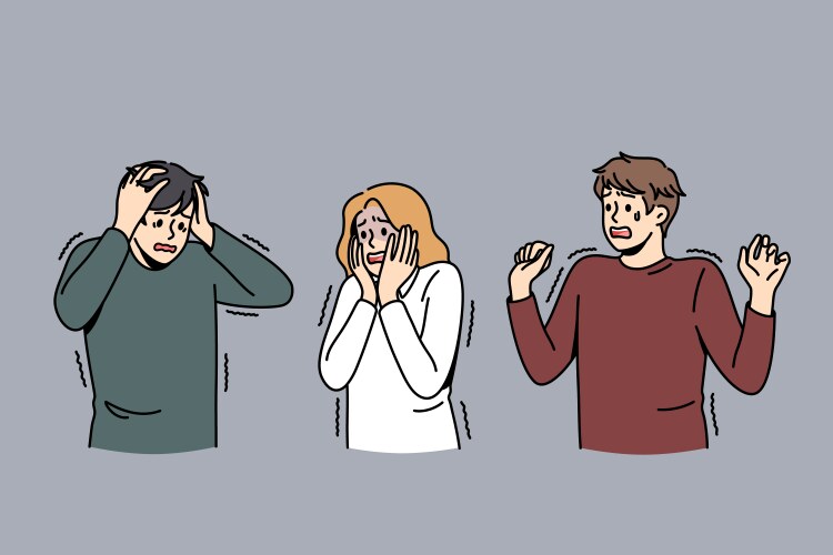 Hands Stretched To Anxious Woman Having Panic Vector Image