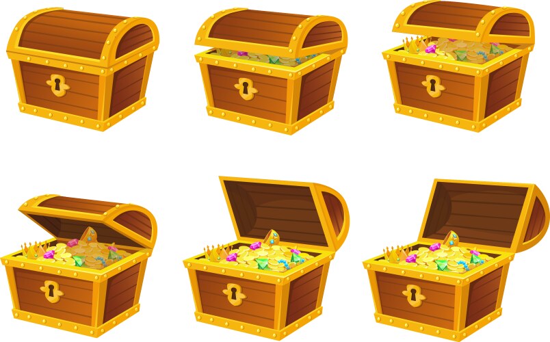 Chest animation empty treasure box open Royalty Free Vector