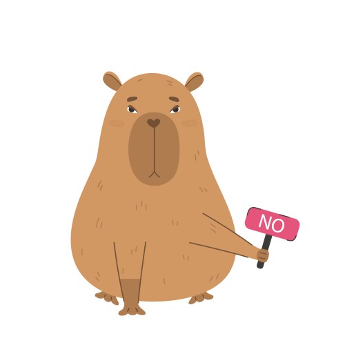 Capybara holding a blank sign Royalty Free Vector Image
