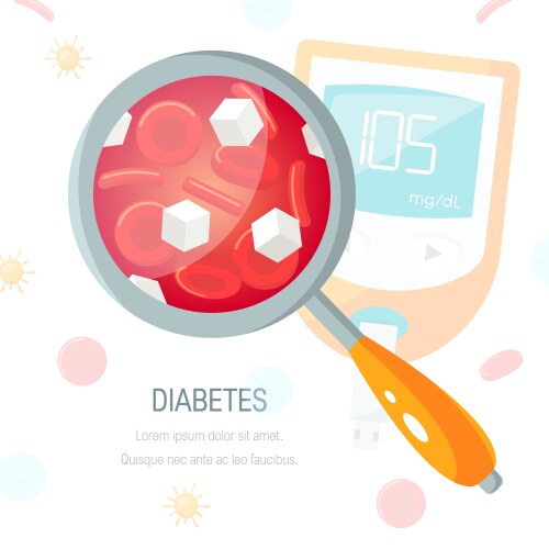 Diabetes concept in flat style icon Royalty Free Vector