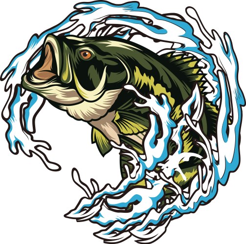 Bass Fishing Black and White Vector Images (over 6,000)