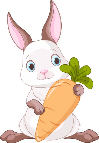 Cartoon bunny rabbit carrot and sign Royalty Free Vector