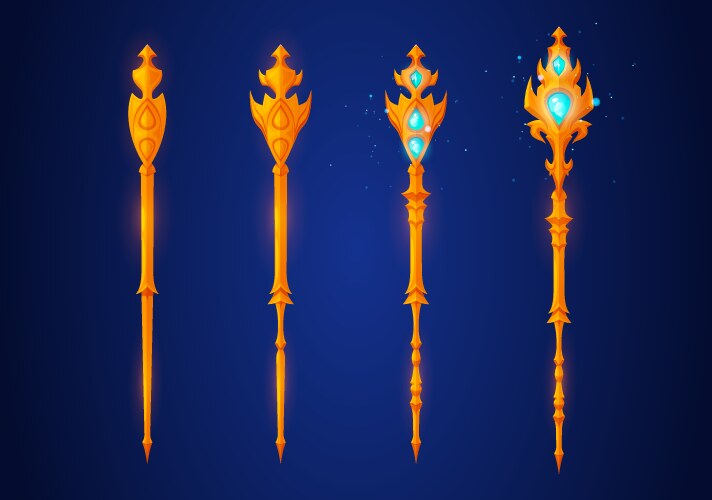 Magic wizard staff set Royalty Free Vector Image