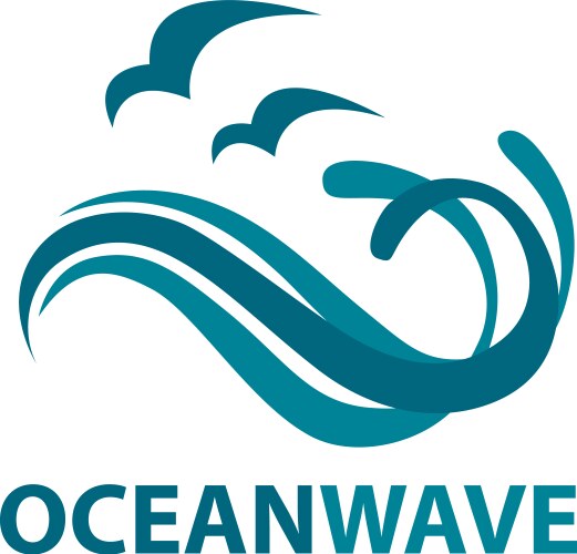 Whale tale logo with ocean waves blue flat colors Vector Image